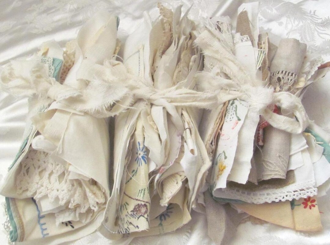 Lot Vintage Linens Doilies Lace Cotton Linen Cloth Fabric Pieces Bundle ...