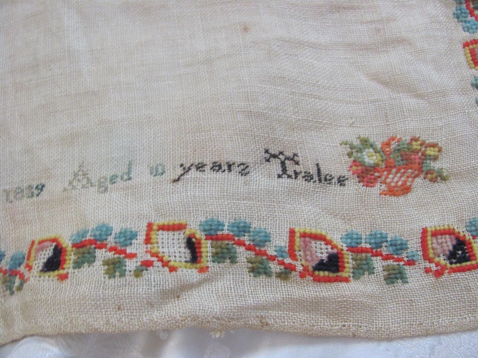 Antique Hand Stitched Sampler Dated 1839 Mary Anne Cahill Auburn Poem ...