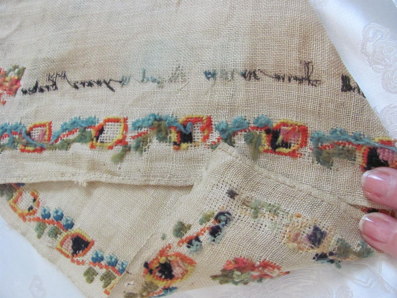 Antique Hand Stitched Sampler Dated 1839 Mary Anne Cahill Auburn Poem ...