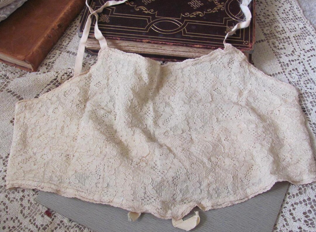 Lovely Antique Handmade Point De Gaze Lace Bra Brassiere Trousseau ...