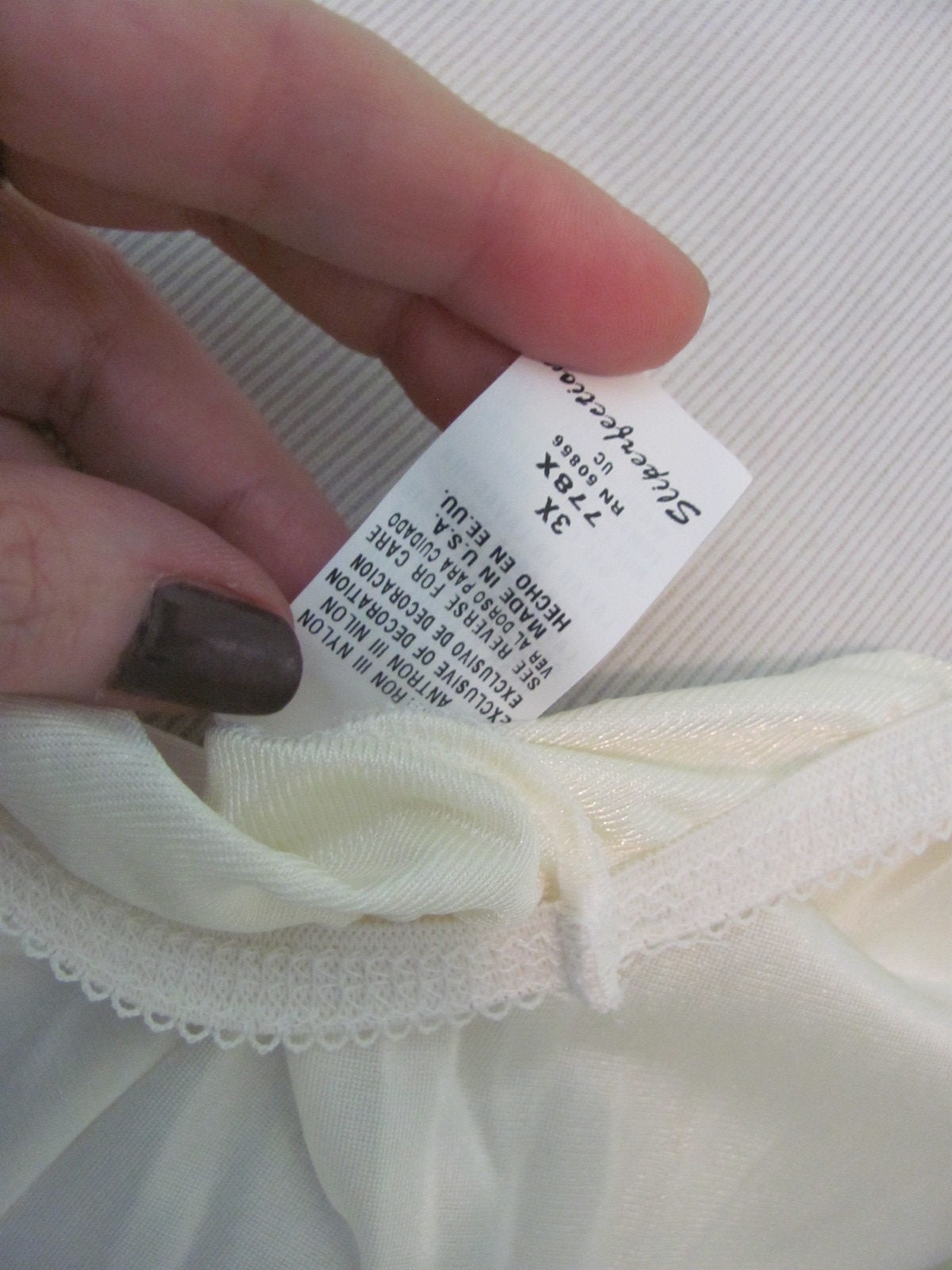 Vintage off White Nylon Lace Half Slip Full Length Skirt Size Plus 3X ...