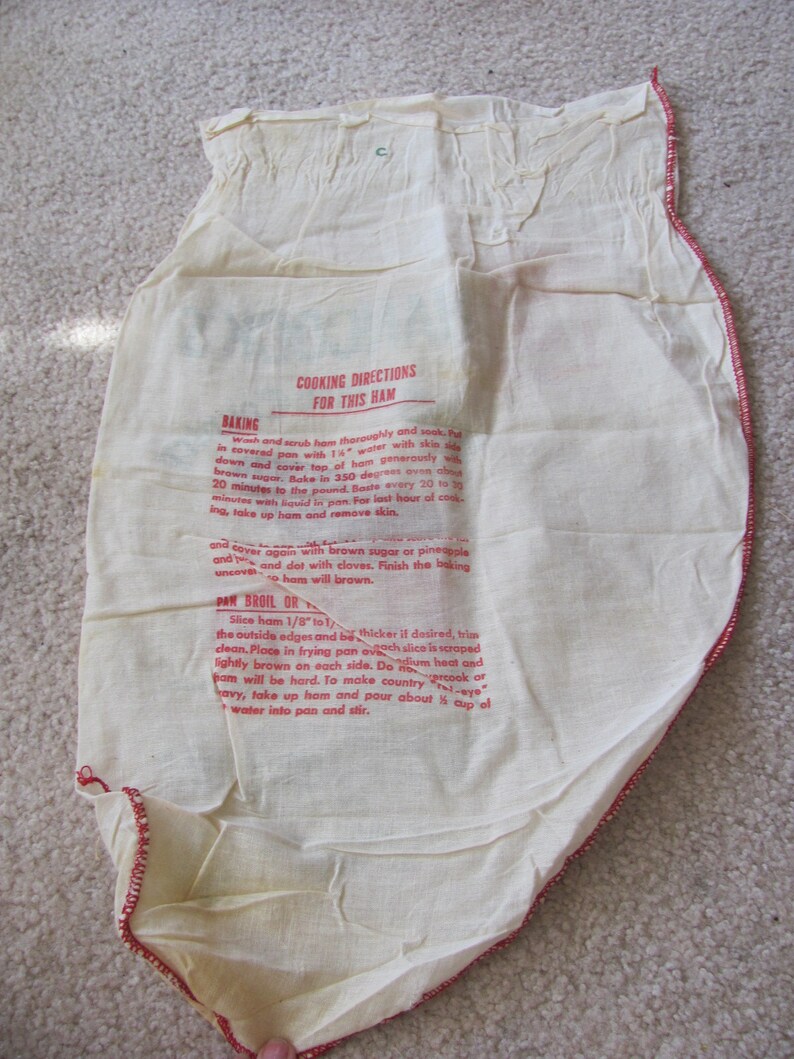 Vintage Hancock's Old Fashioned Brand Ham Sack Bag Cloth Virginia Hams ...
