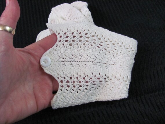Antique Vintage Hand Knit Crocheted Cotton Child Sock… - Gem