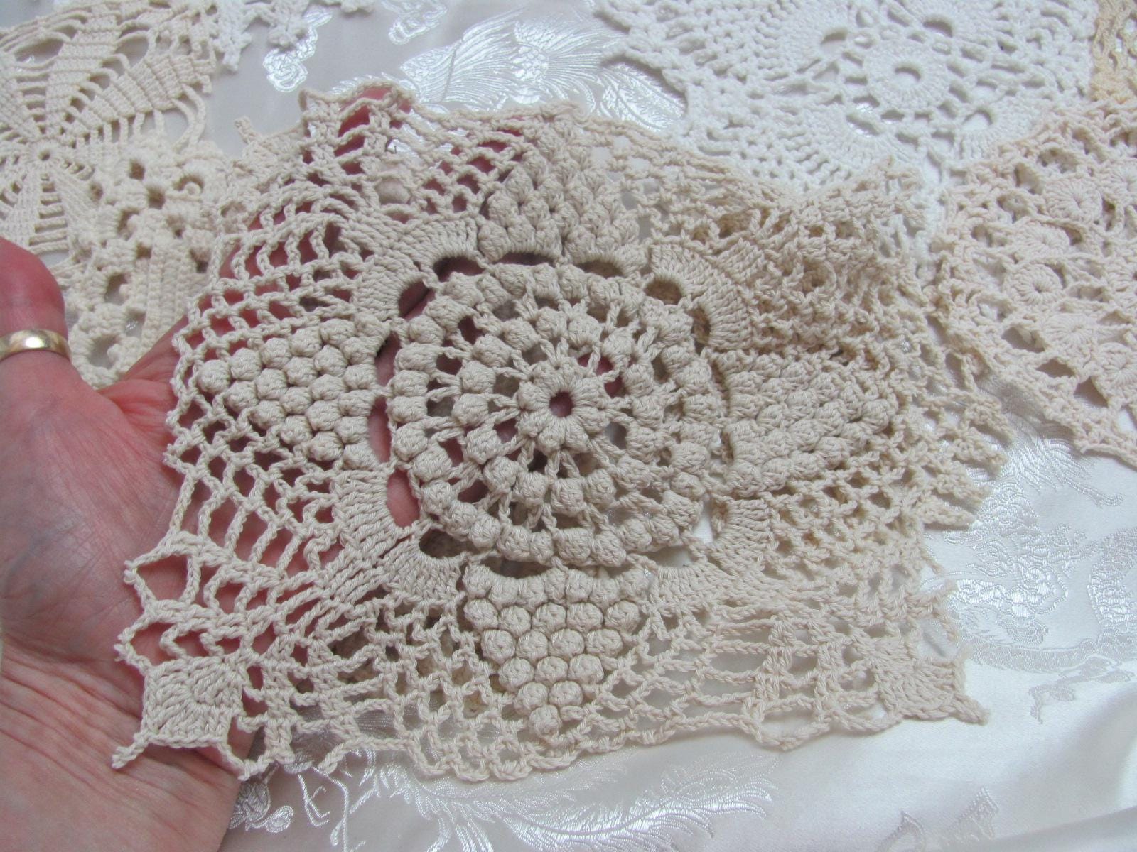 Doily Lot of 10 Pieces // Vintage Crocheted Doilies Larger Sized ...