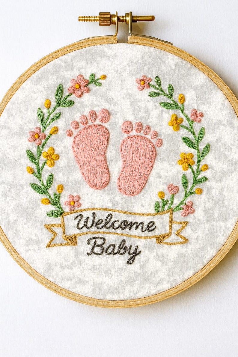 Welcome Baby Hand Embroidery Pattern – PDF Digital Download (4 Sizes ...