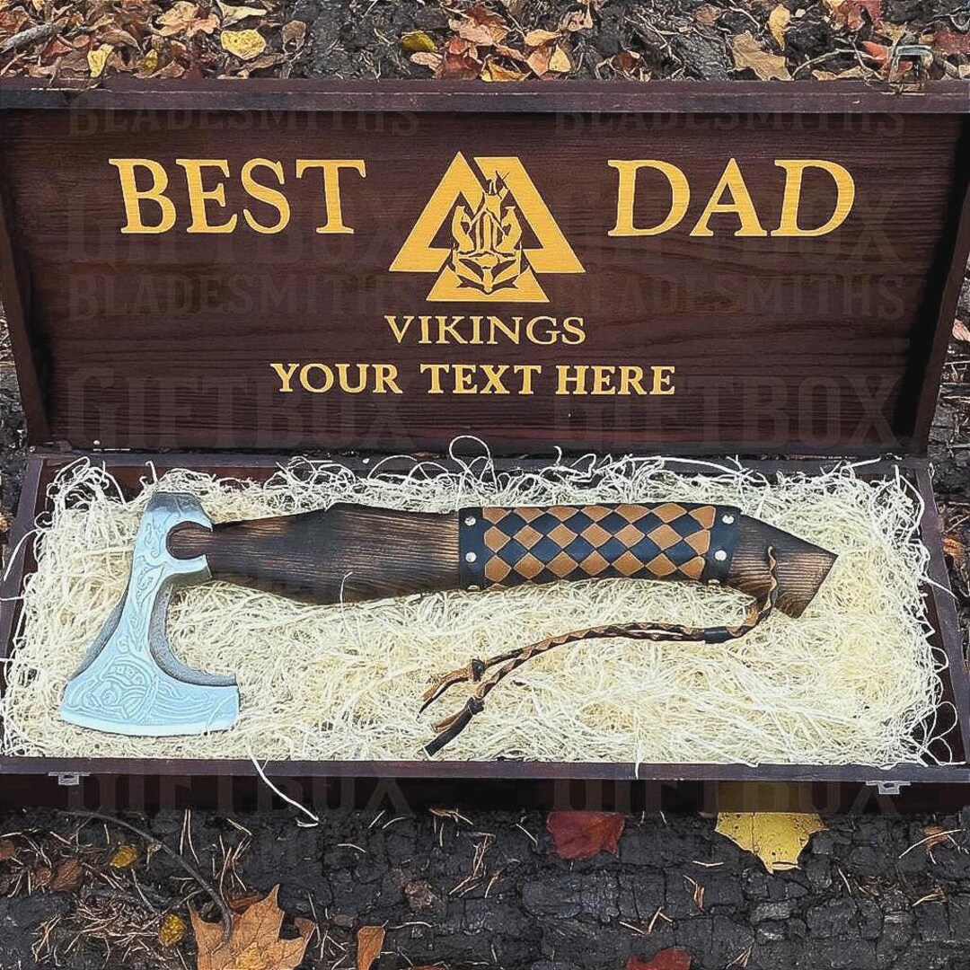 Personalized Viking Axe With Custom Wooden Gift Box - Hand Forged ...