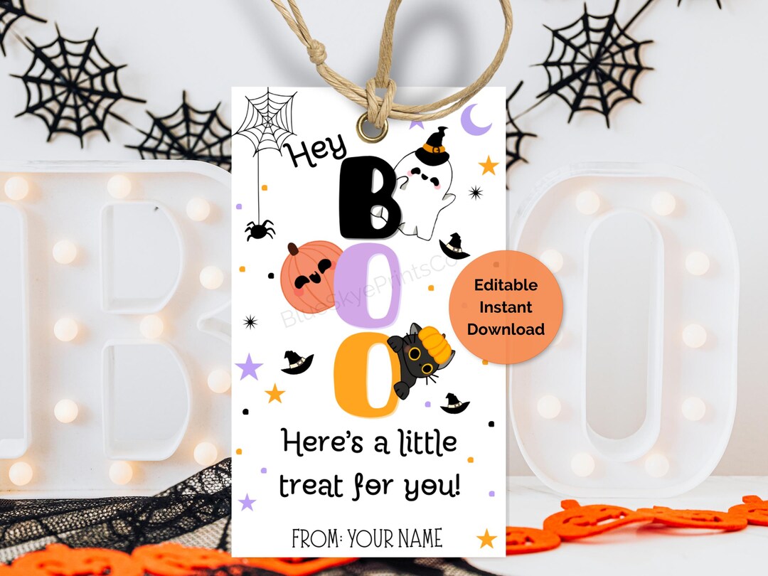 Editable Halloween Gift Tag, Trick or Treat Favor Bag Tag, Printable ...