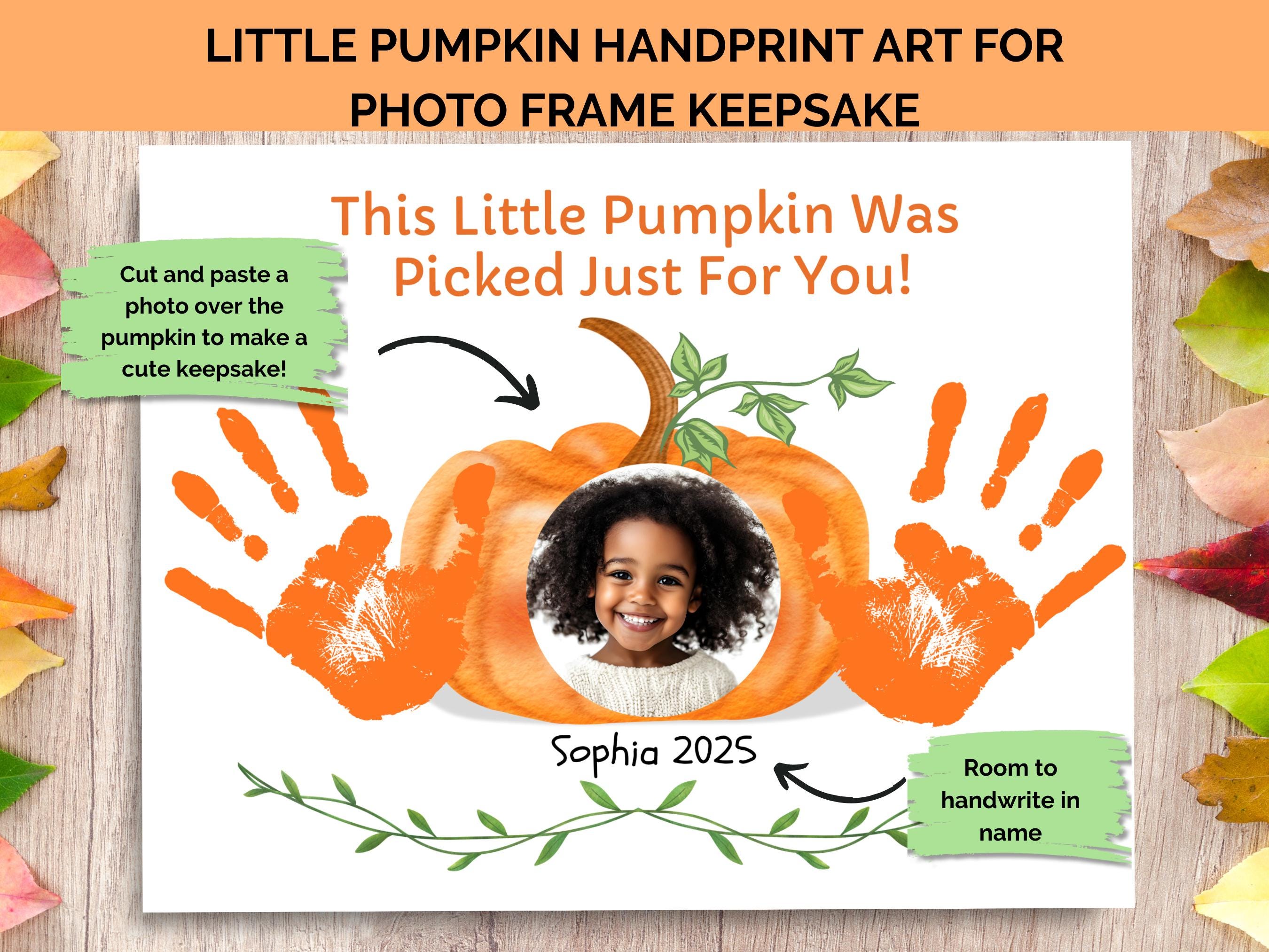 Little Pumpkin Handprint Art for Photo Frame | Printable Kids Crafts ...
