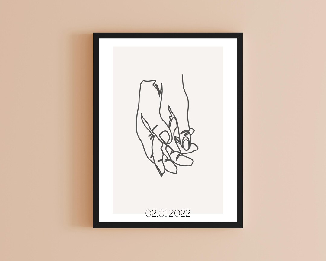 Personalized Couple Handprint Poster | Important Date Poster ...