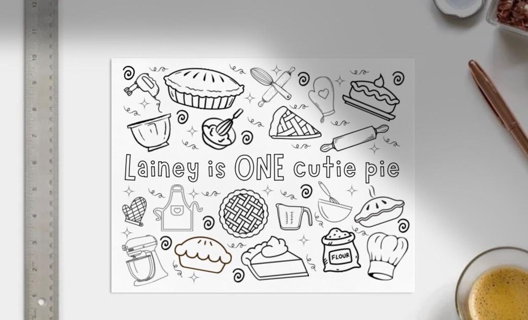 One Cutie Pie Birthday Coloring Sheet TEMPLATE - Etsy
