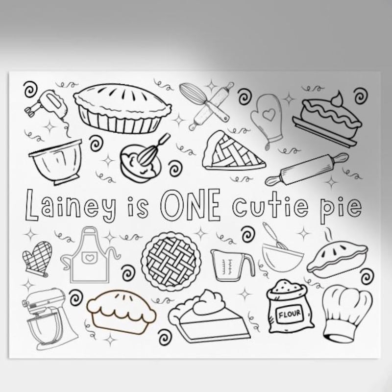 Coloring Page Pie - Etsy
