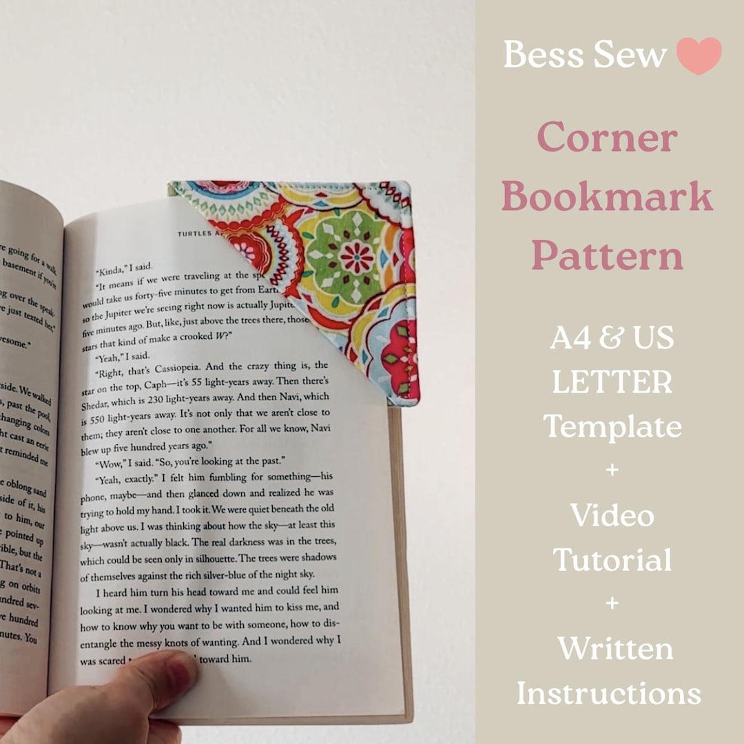 Corner Bookmark Sewing Pattern Template Beginner Friendly | Corner ...