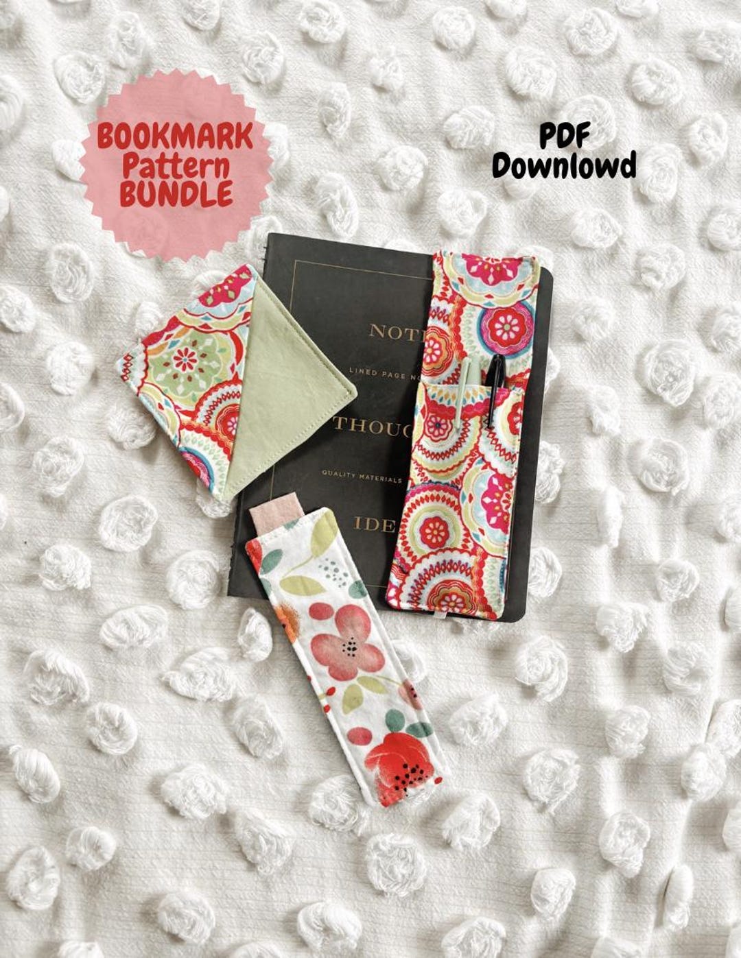 Bookmark Sewing Pattern Bundle - 3 Types of Bookmarks - PDF Bookmark ...
