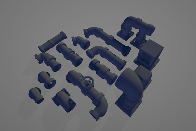 3D Printable Industrial Pipes STL Set – Modular Sci-fi, Grimdark Bits ...