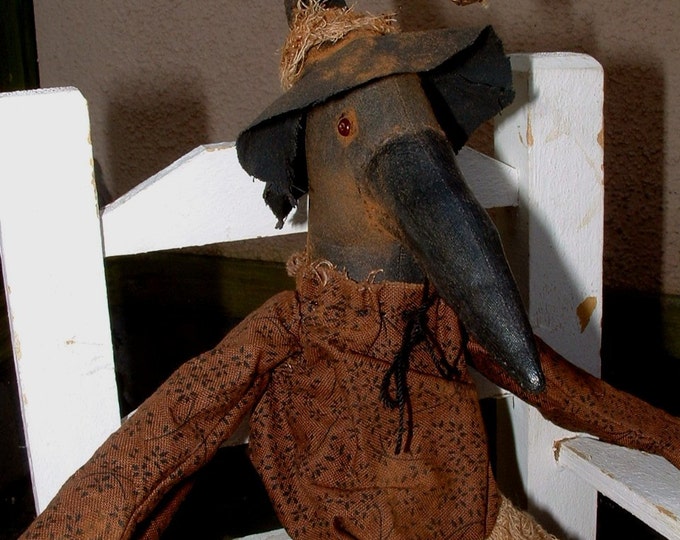 Primitive Folk Art Halloween Crow Witch Doll - Etsy