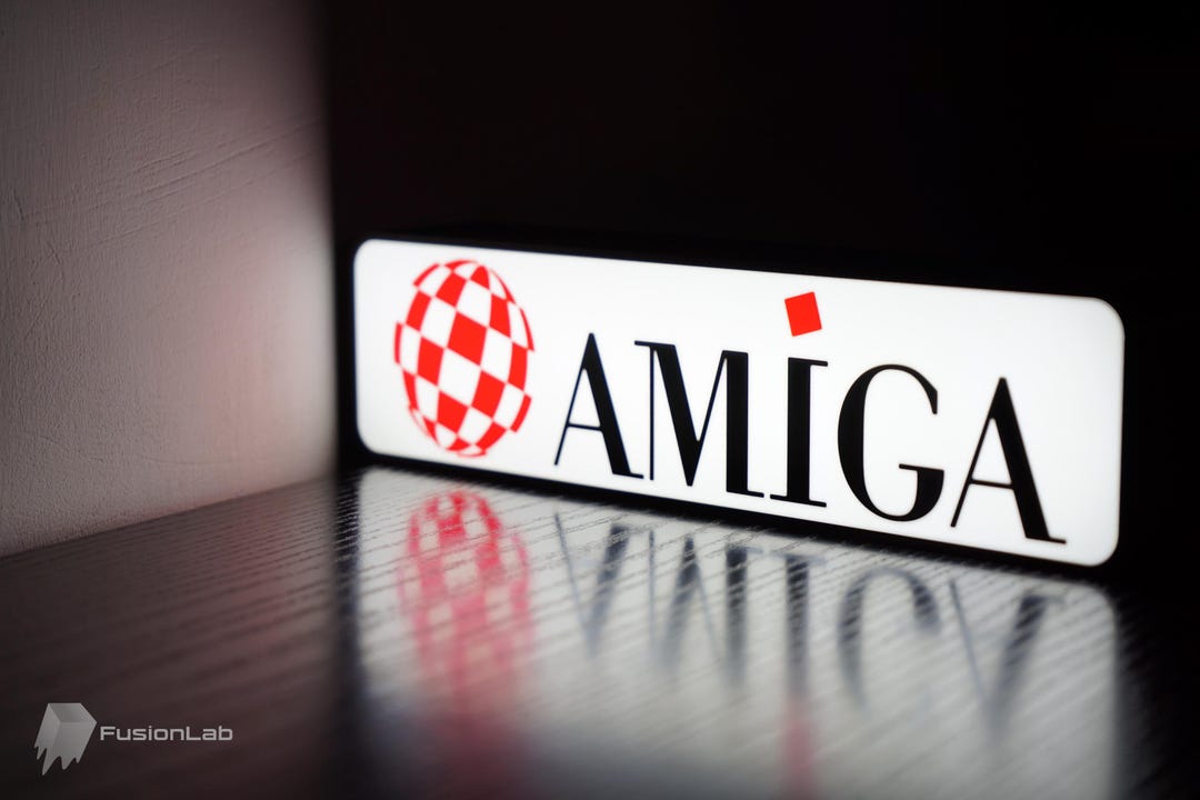 Lampada Insegna USB LED Lightbox Commodore Amiga Logo Targa Sign Arcade ...