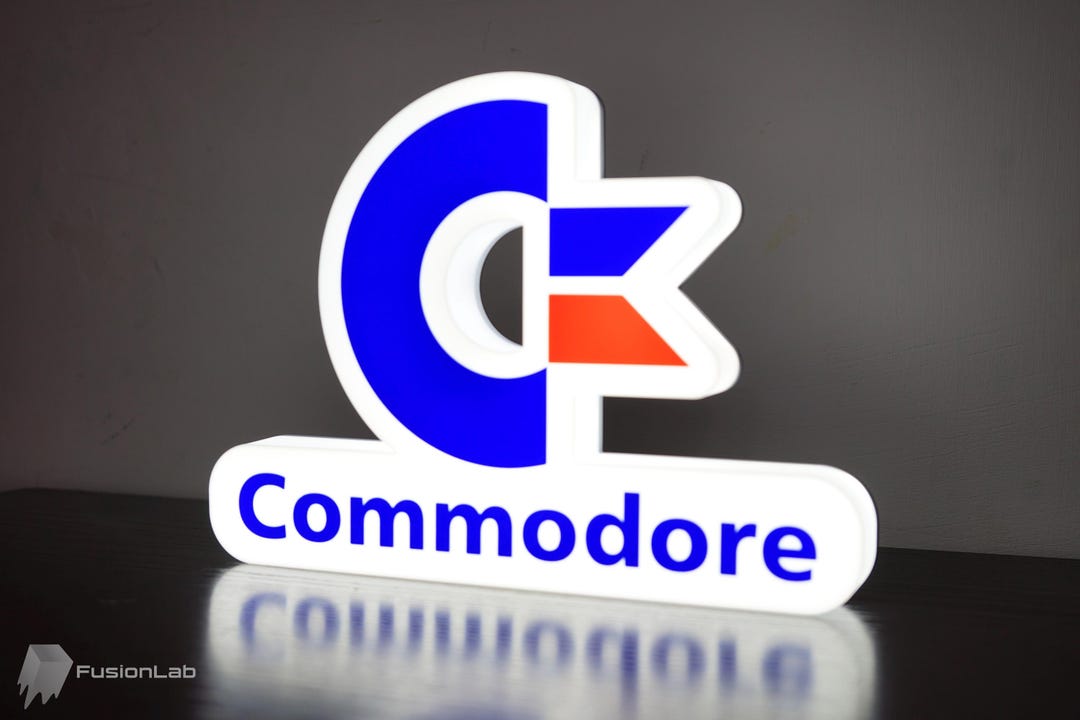 Lampada Insegna Luminosa USB C LED Targa Lightbox COMMODORE C= Logo 3D ...