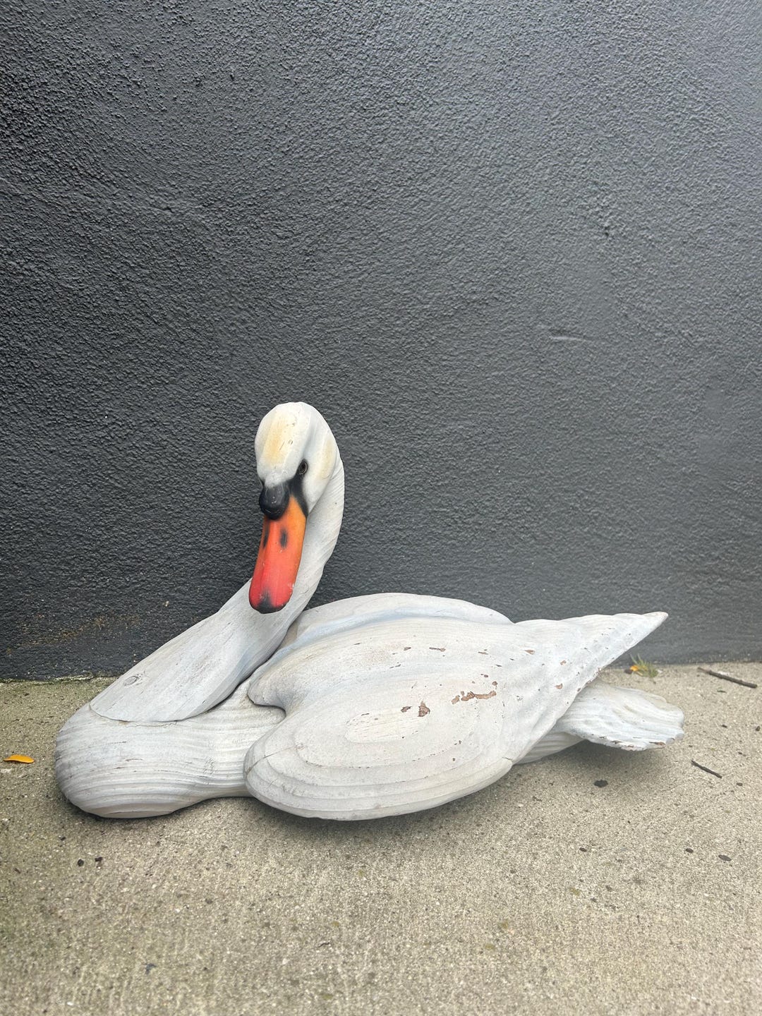Large Hand-carved Wooden Swan | Signed Folk Art Sculpture, 2005 | 1.5 ...