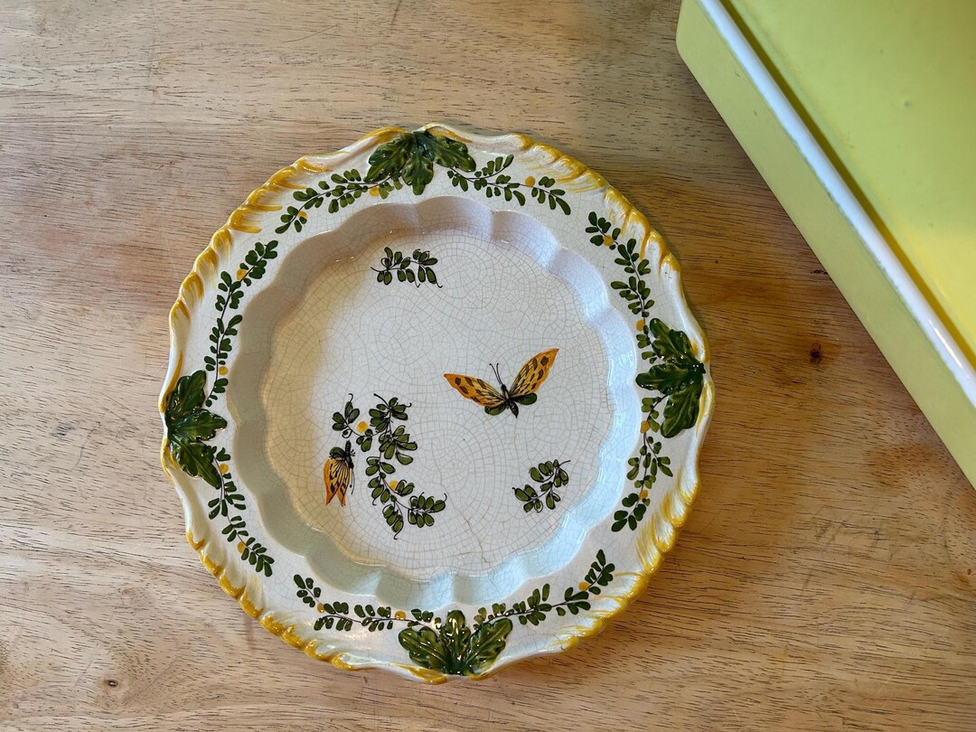 Vintage Italian Meiselman Plate: Hand-painted Butterfly Floral - Etsy