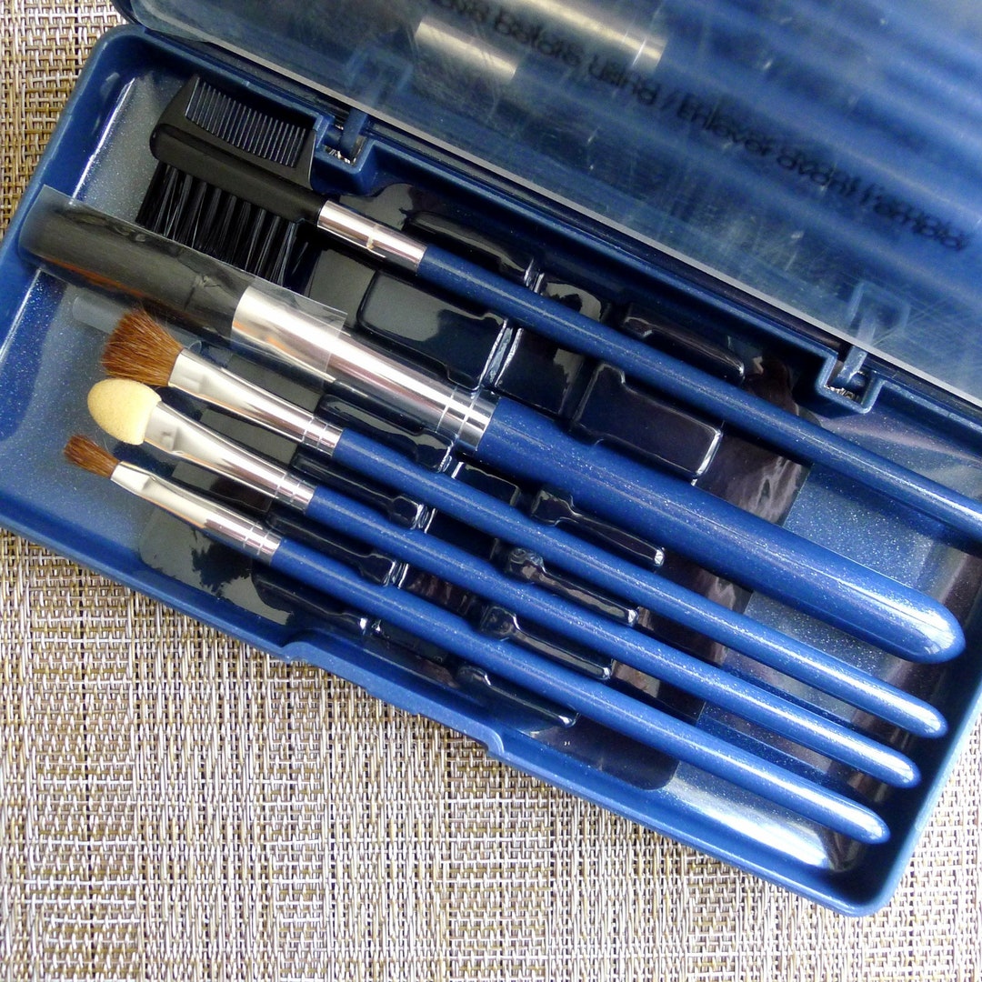 Vintage Avon Makeup Brush Set, Personal Beauty in a Blue Carrying Case ...