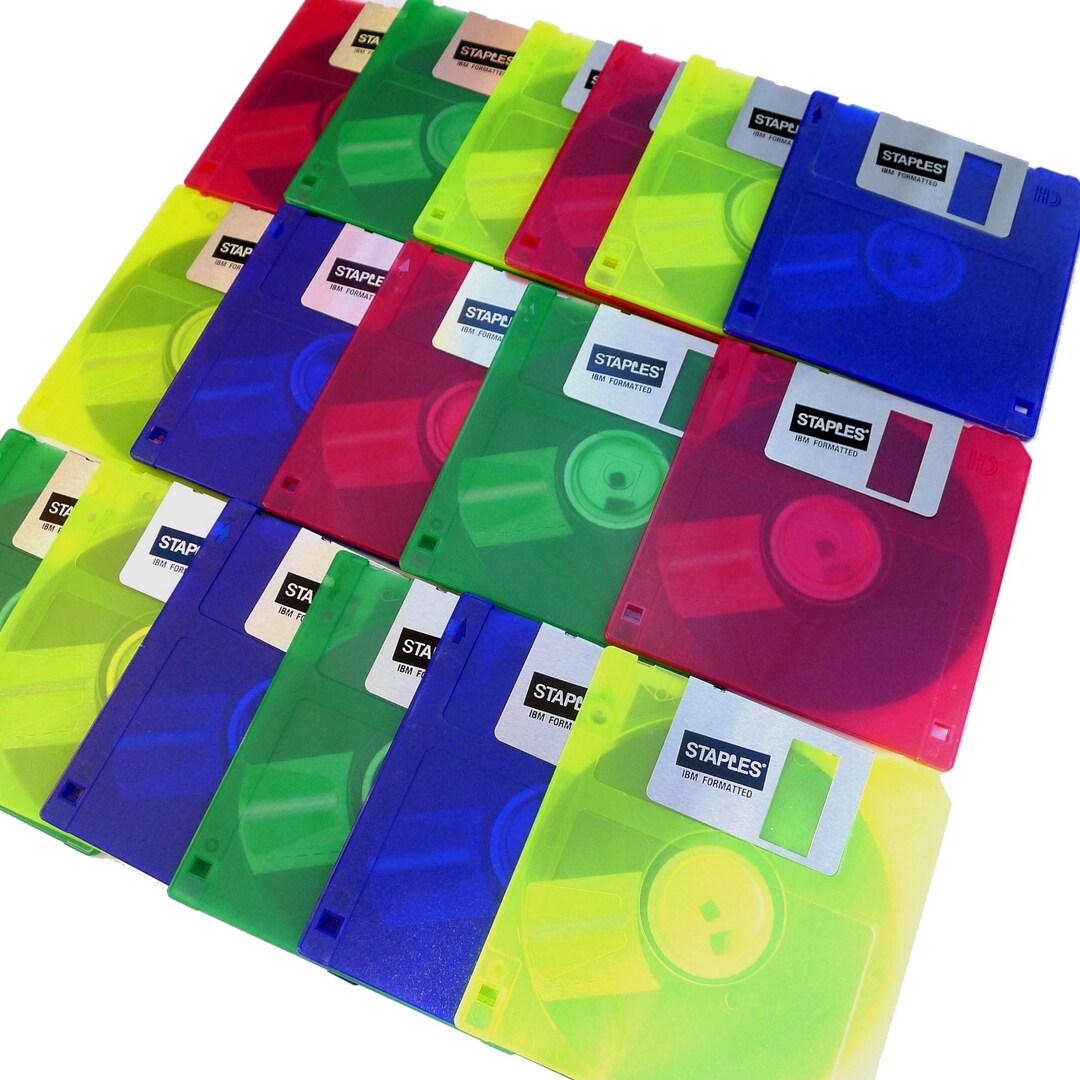 Neon Floppy Disk Lot, 17 Diskettes 3.5, Never Used New, Craft or ...