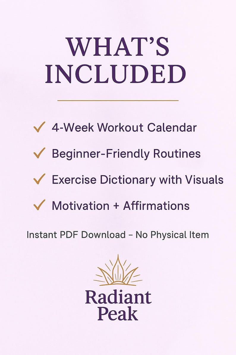 Beginner Workout Guide | 4 Week Home Fitness Program | Printable ...