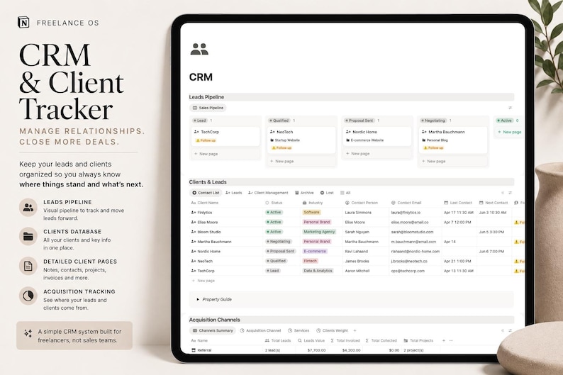 Notion Template Freelance Dashboard | Client CRM, Project Management ...
