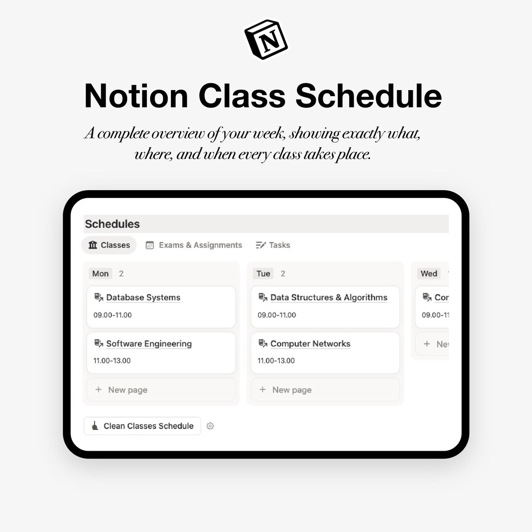 Notion Class Schedule Planner | Digital Template to Organize Academic ...
