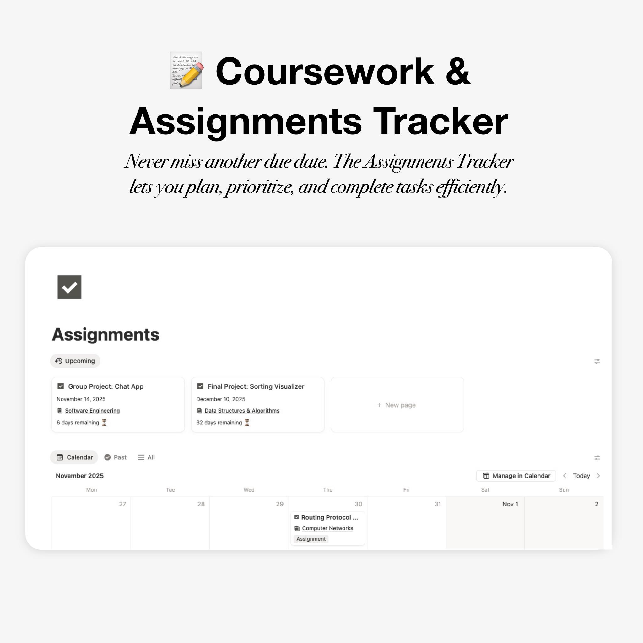 Notion Student Planner Template: Coursework & Assignments Tracker ...