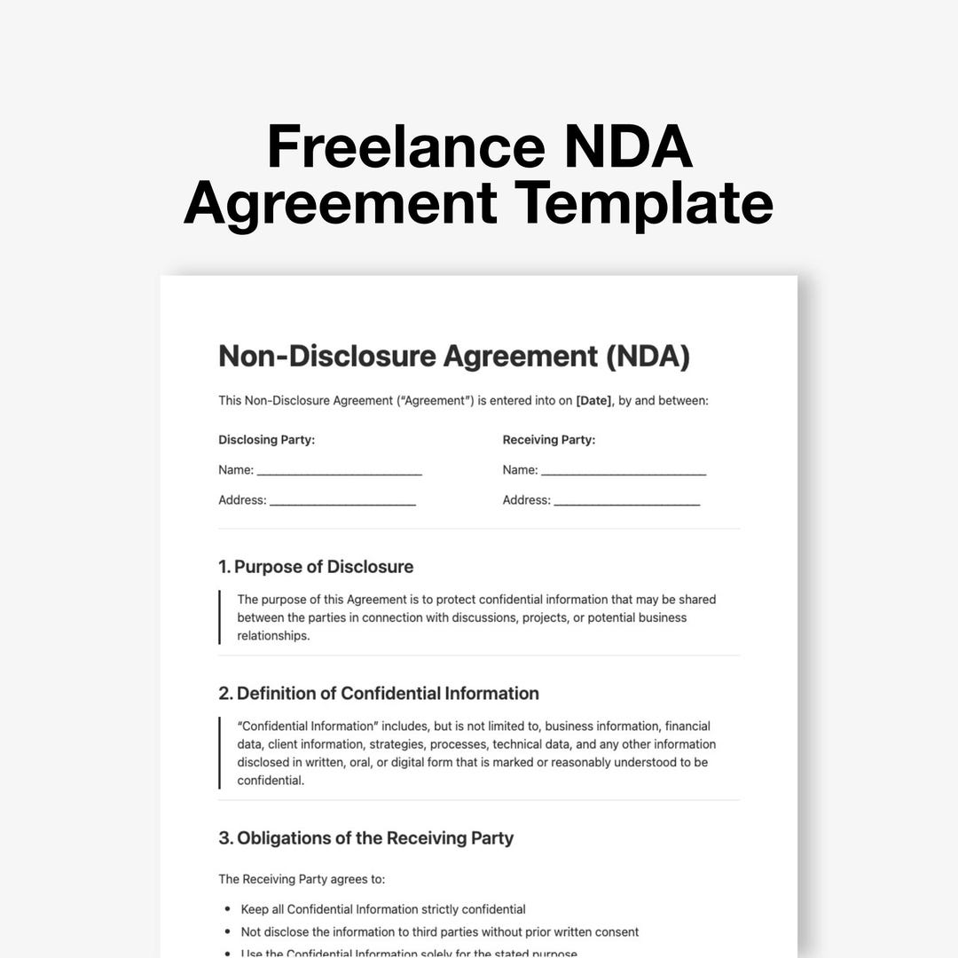 NDA Template | Non-disclosure Agreement for Business & Freelancers ...