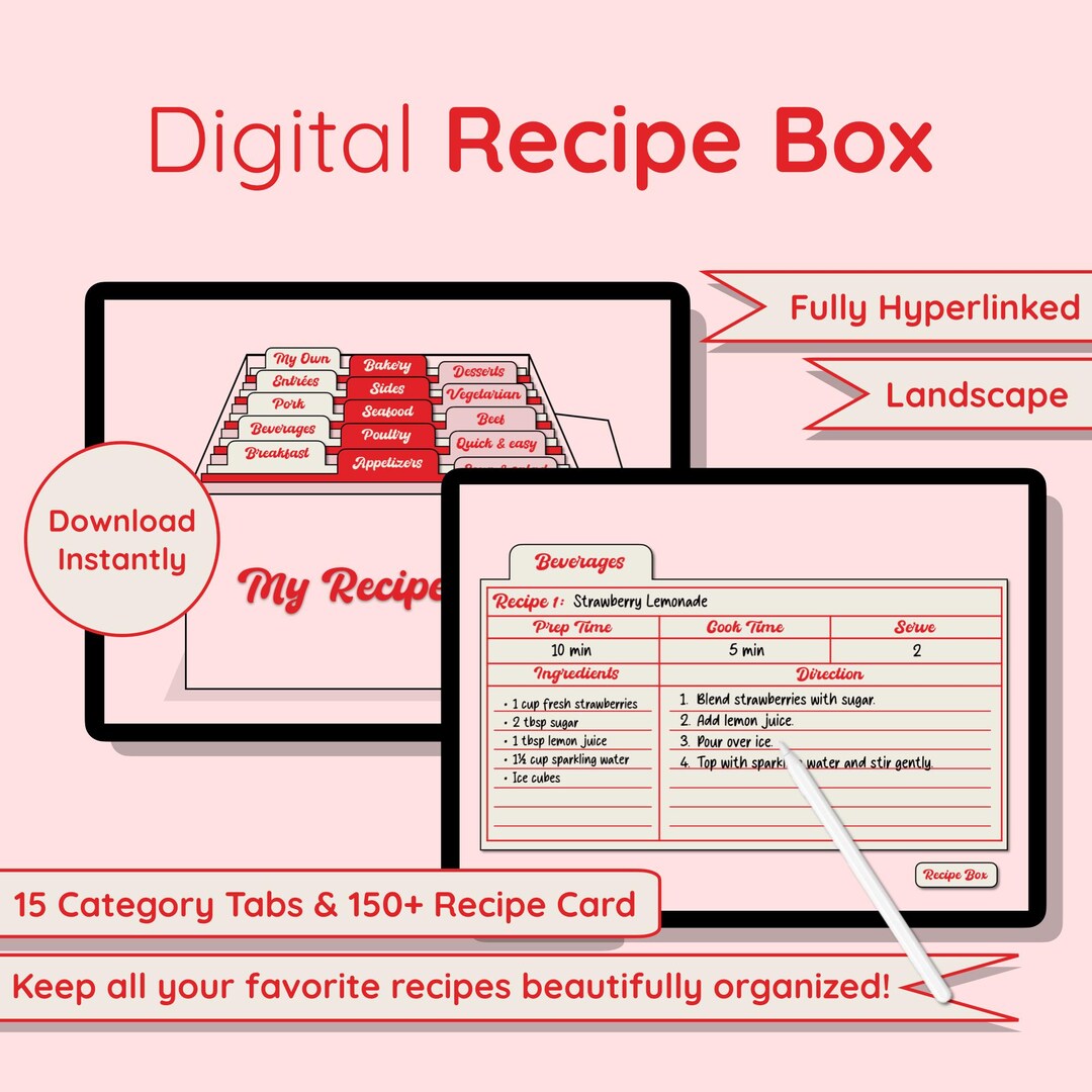 Digital Recipe Box | Recipe Cards & Category Tabs | Goodnotes Cookbook ...