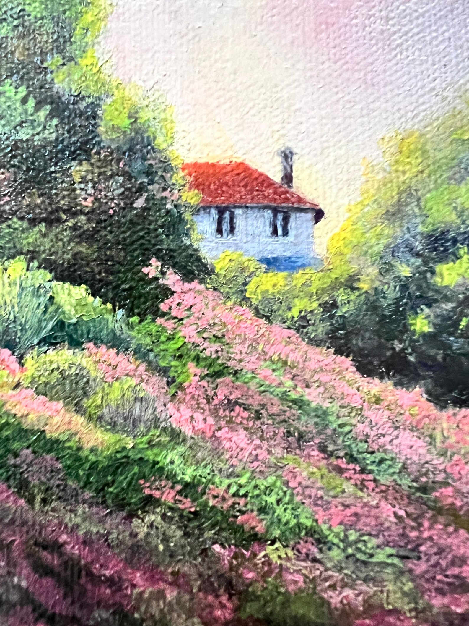 Vintage Oil Painting on Canvas Landscape Spring Showing 2002 JM ...