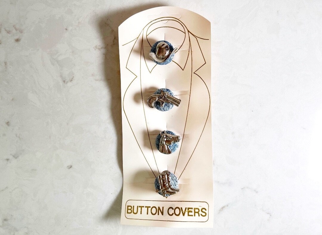 Vintage 1980s Urban Cowboy Button Covers Silvertone Faded Denim - Etsy