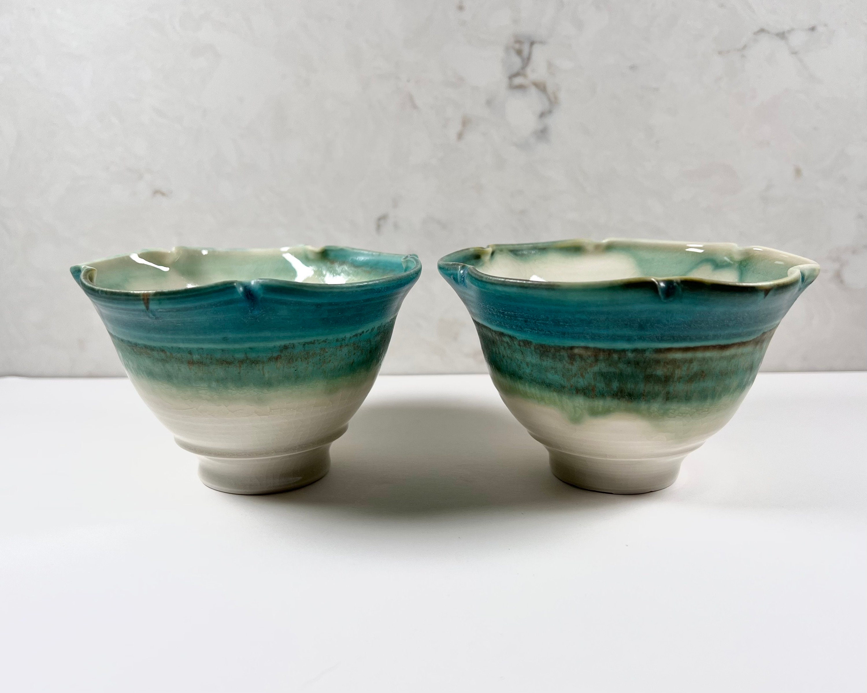 Pair Vintage Studio Pottery Bowls Signed BL Turquoise - Etsy