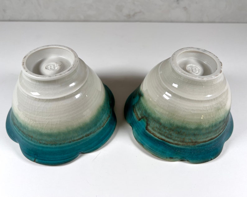 Pair Vintage Studio Pottery Bowls Signed BL Turquoise - Etsy