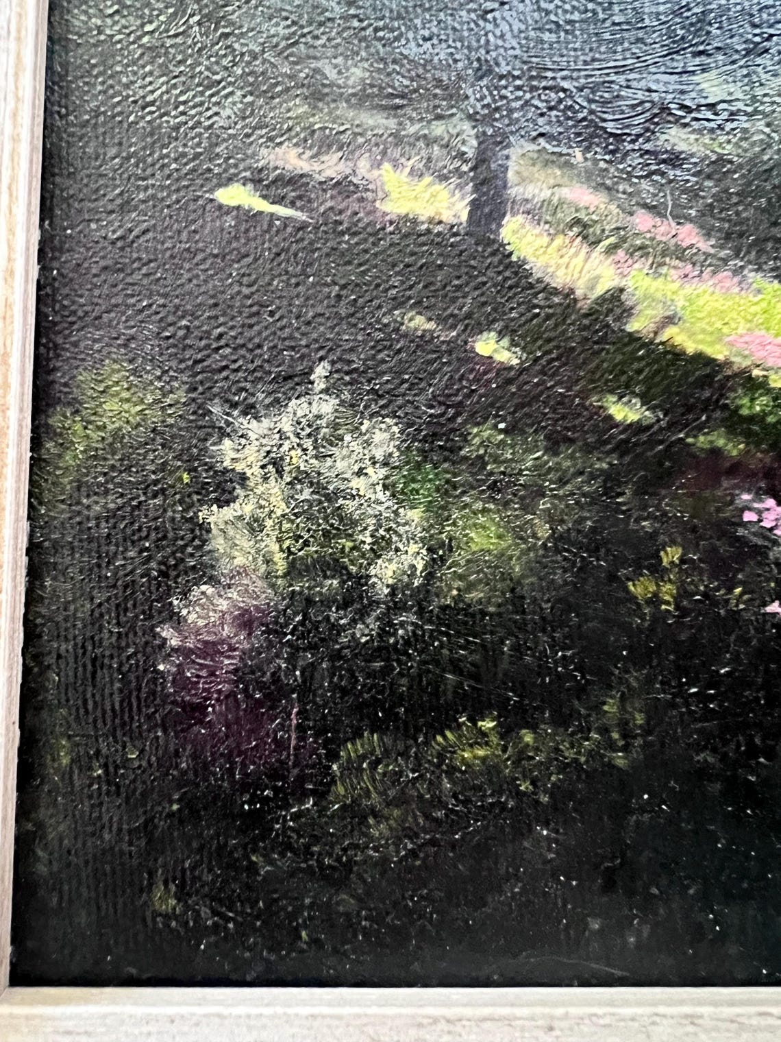Vintage Oil Painting on Canvas Landscape Spring Showing 2002 JM ...