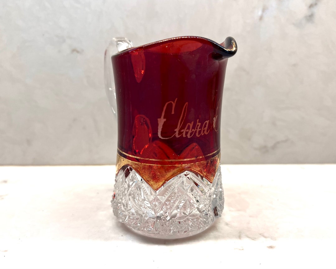 EAPG Mckee Heart Band Ruby Flash Souvenir Pitcher Clara City Minnesota ...