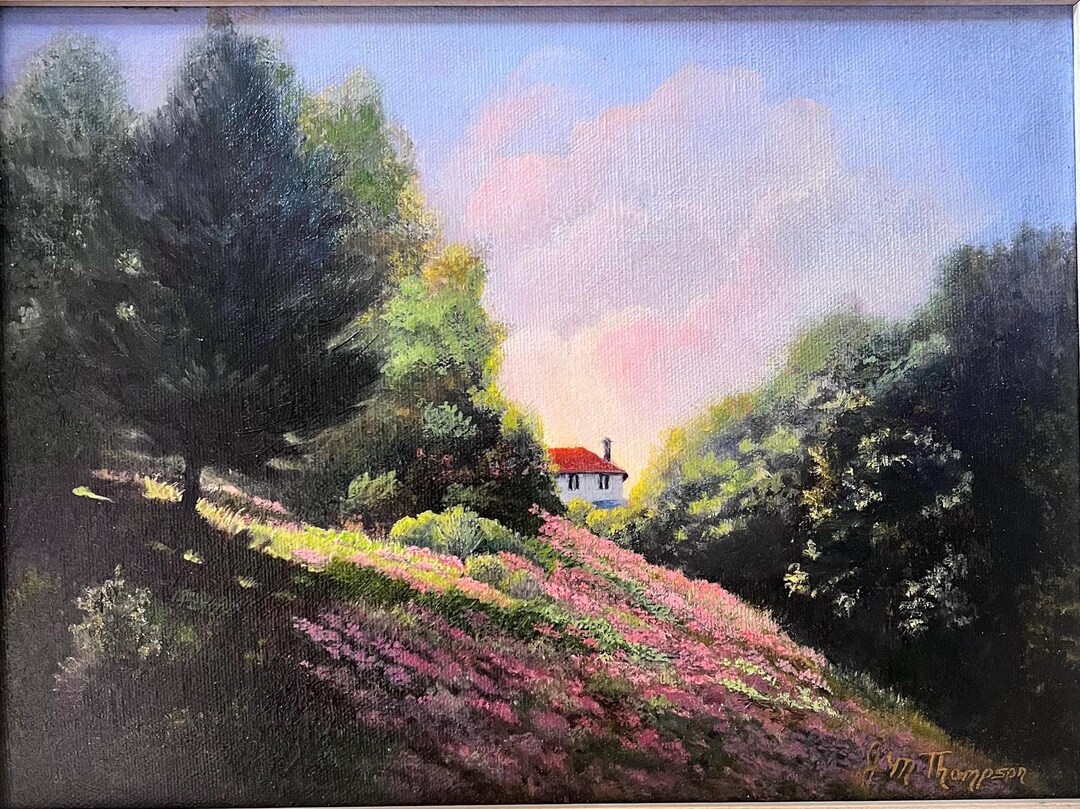 Vintage Oil Painting on Canvas Landscape Spring Showing 2002 JM ...