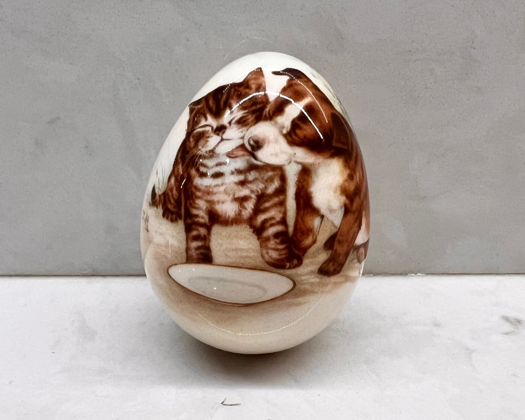 Vintage Ceramic Easter Egg Puppy Dog and Kitten 1980s - Etsy