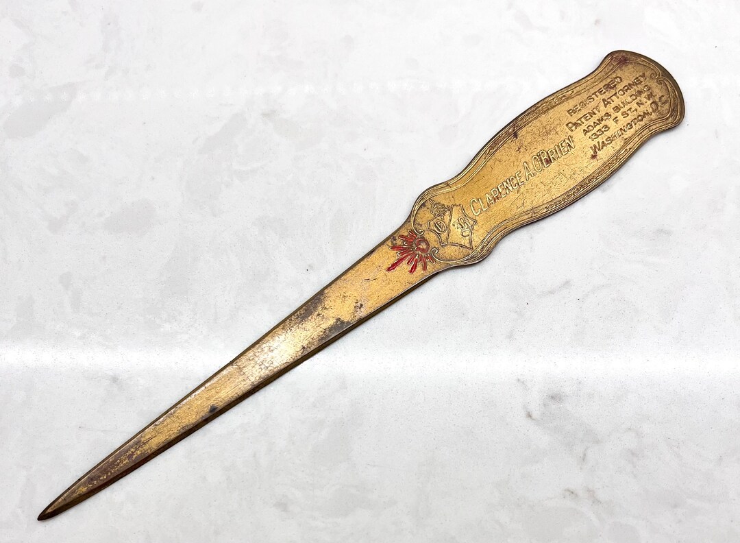 Antique Letter Opener Advertising Patent Attorney Clarence A. O'brien ...