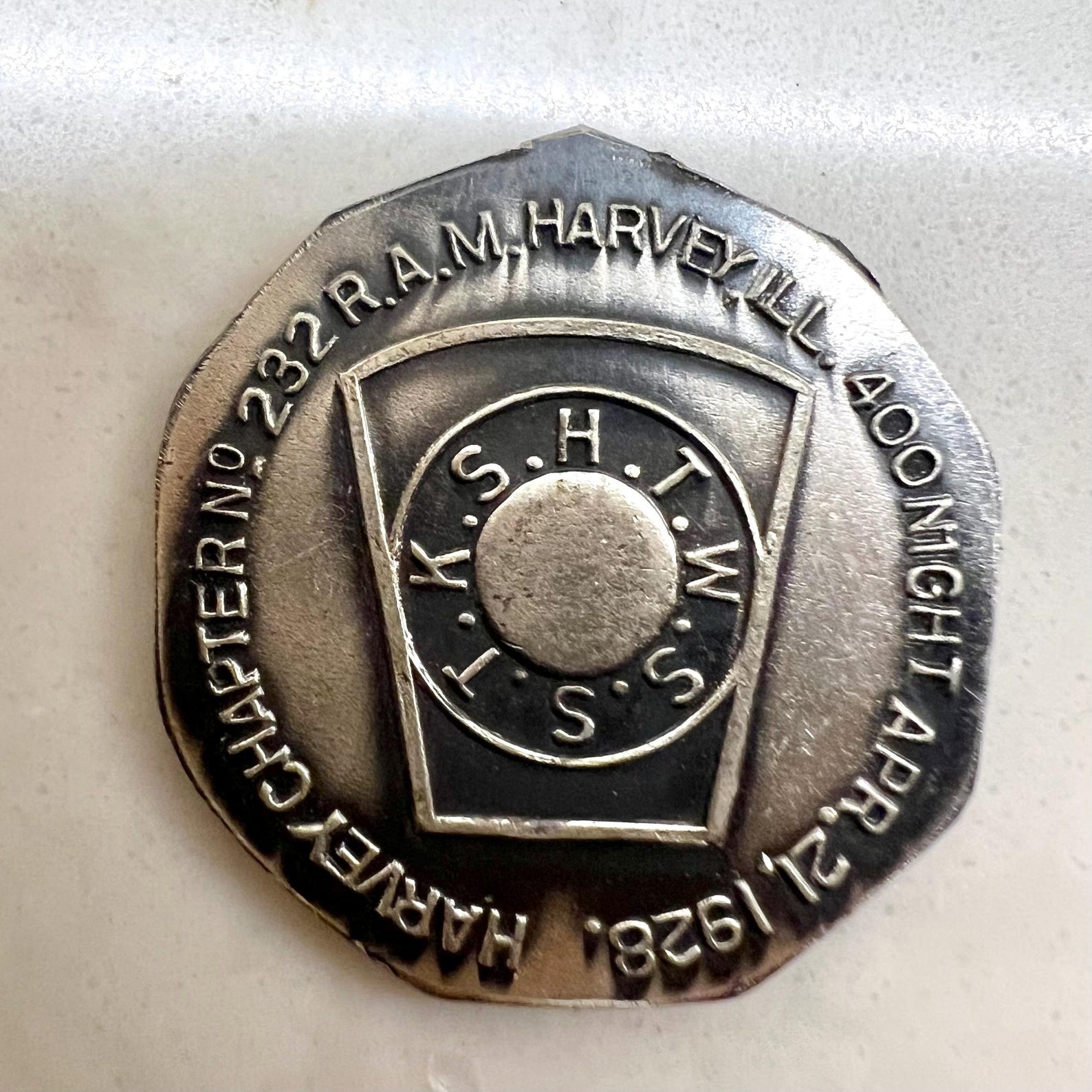 Antique Masonic Penny Shekel Harvey Illinois Chapter No. 232 RAM 1928 ...