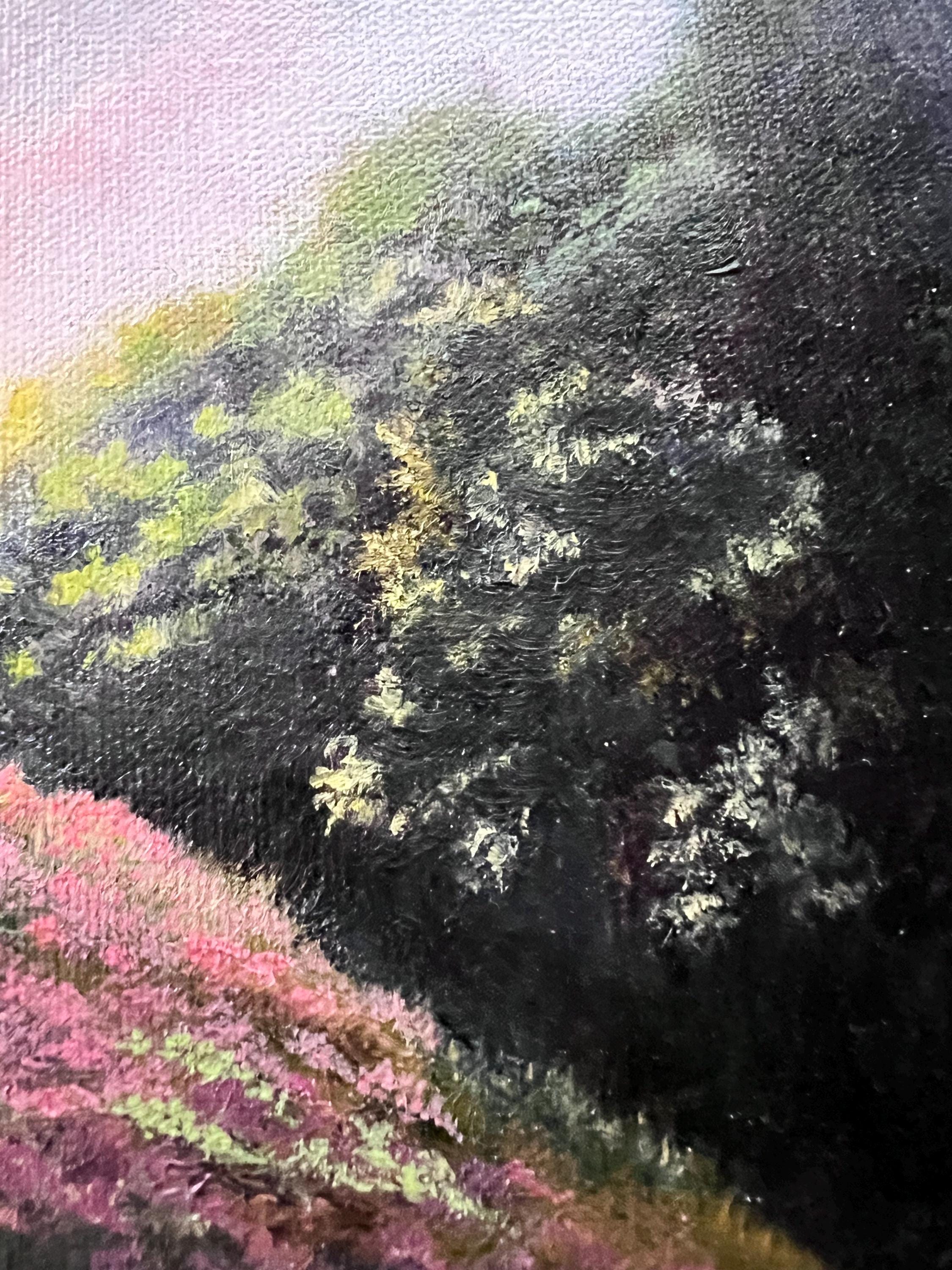 Vintage Oil Painting on Canvas Landscape Spring Showing 2002 JM ...