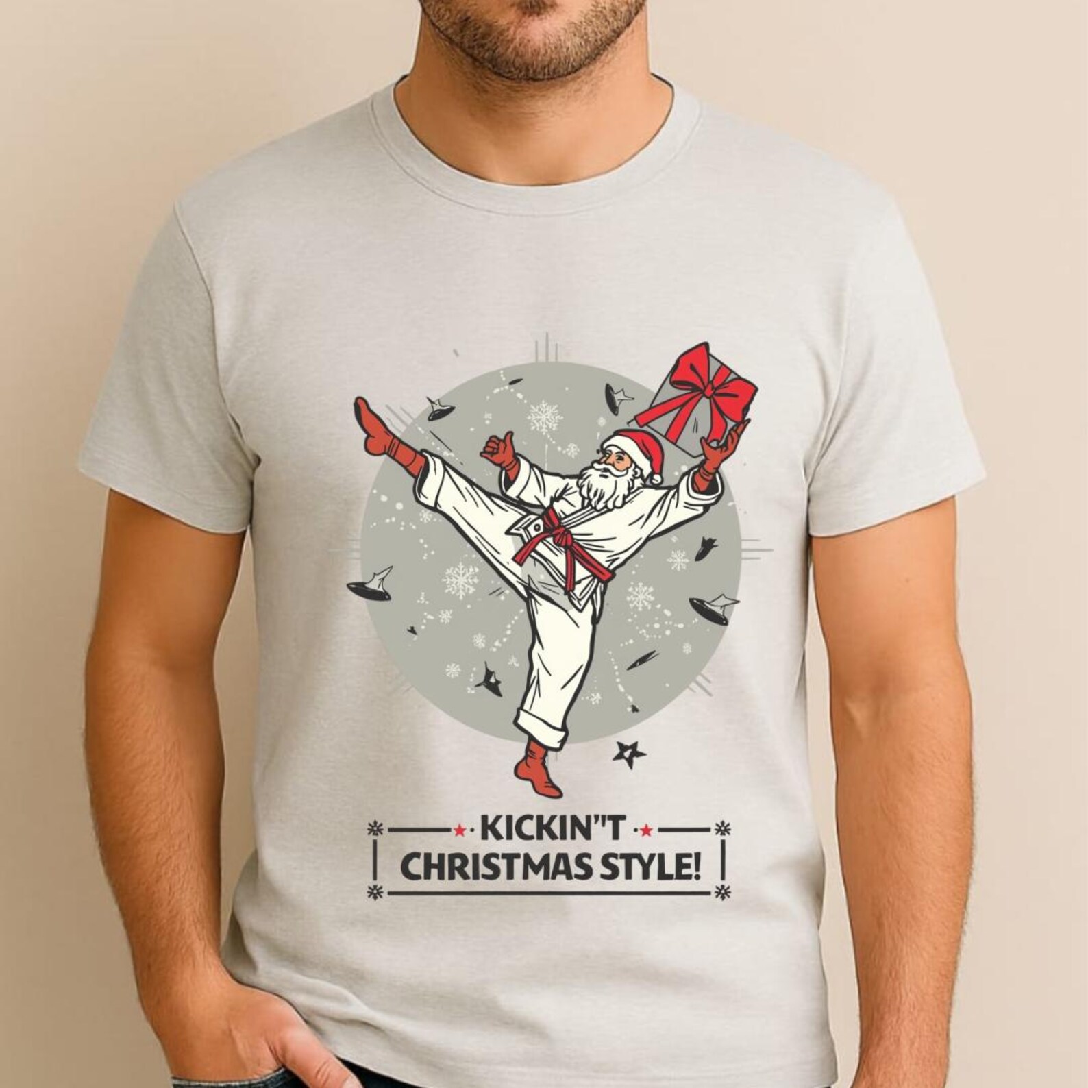 Martial Arts Santa PNG | Editable High Kick Christmas Design | Funny ...