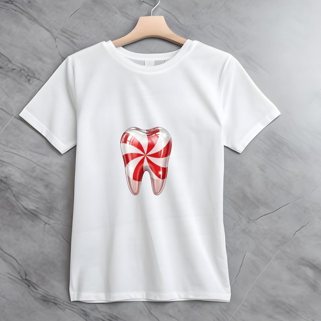 Peppermint Tooth PNG | Festive Dental Christmas T-shirt Design | Candy ...