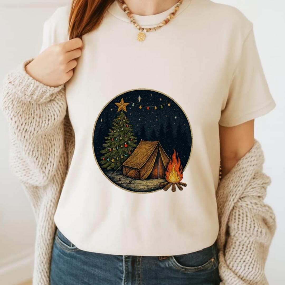 Camping Christmas Shirt PNG: Holiday Campfire Design (digital Download ...