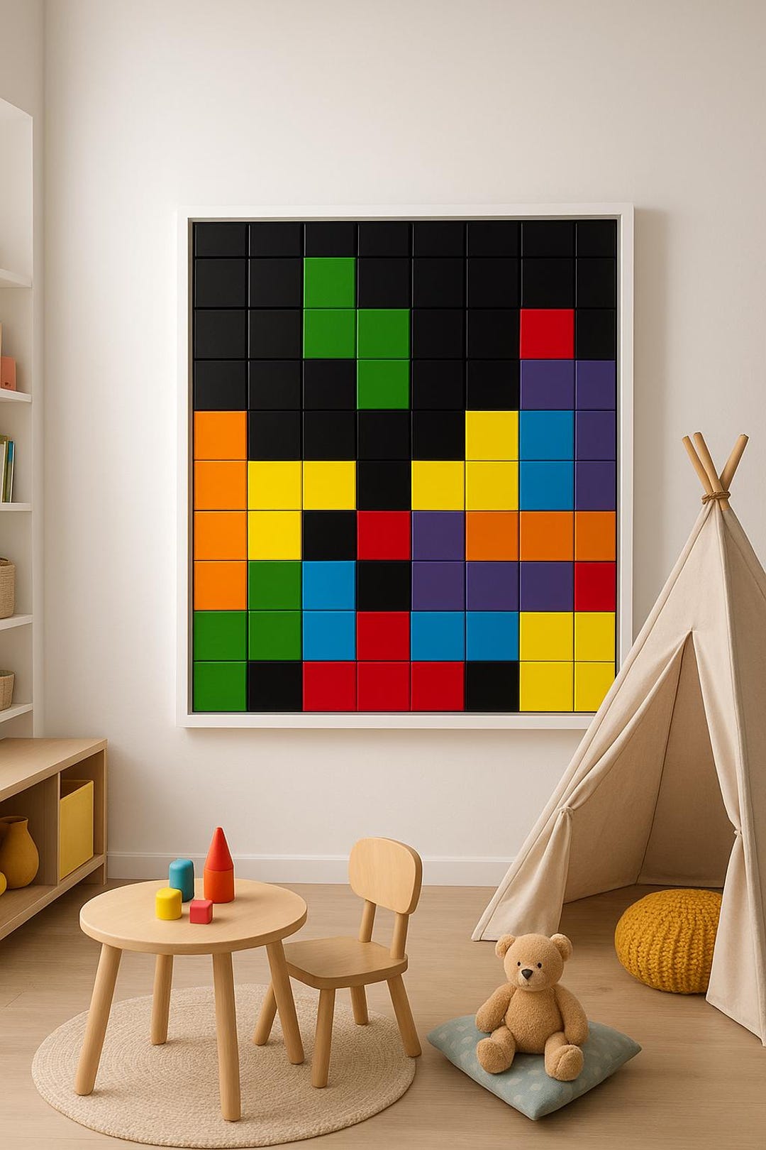 Tetris Wood Wall Art 3D With Frame 22" X 16" - Etsy