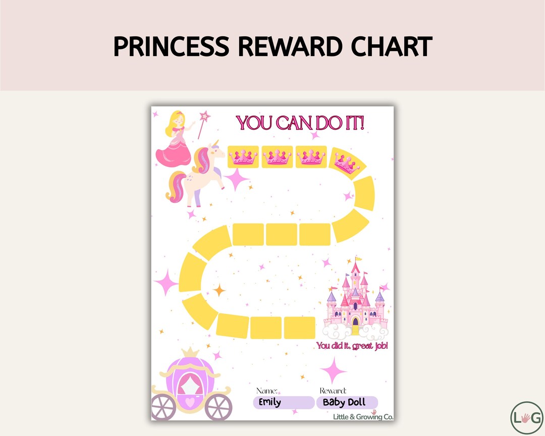 Princess Reward Chart: Kids Behavior Tracker (printable PDF) - Etsy