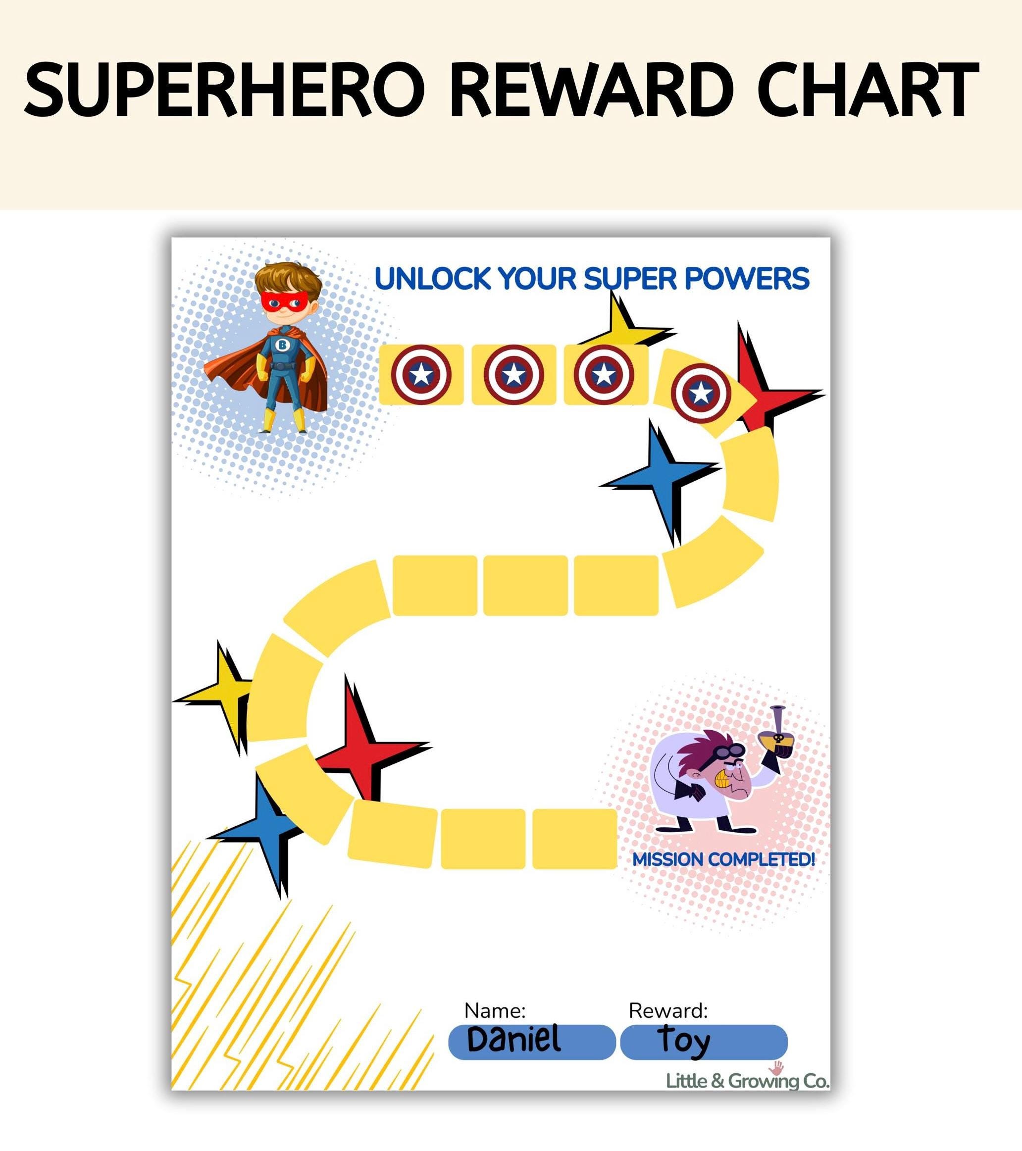 Laminated Superhero Kids Reward Chart Behavior Tracker (physical ...