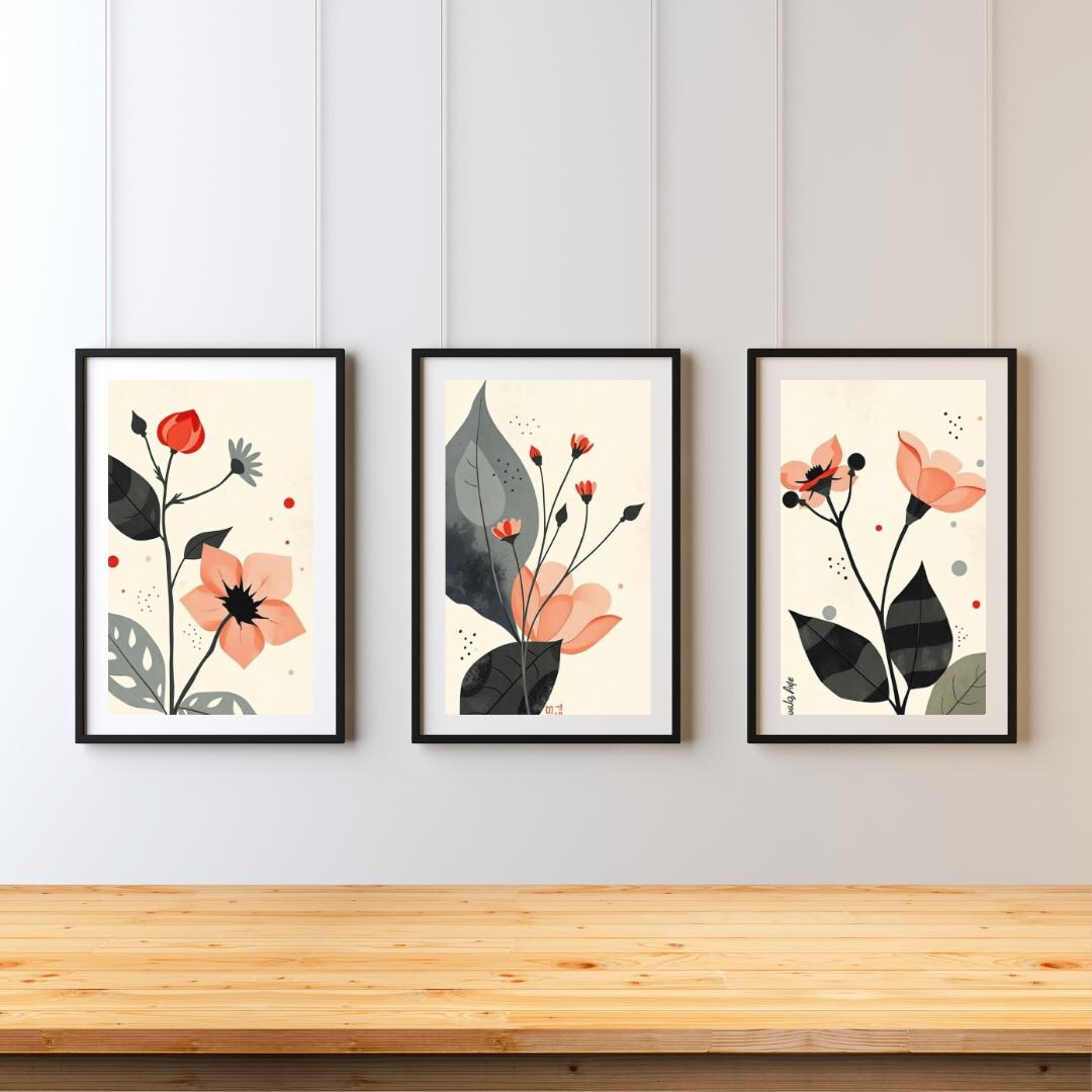 Cubism Wall Art Prints Set of 3 | Flowers | Street Art Poster Bundle ...