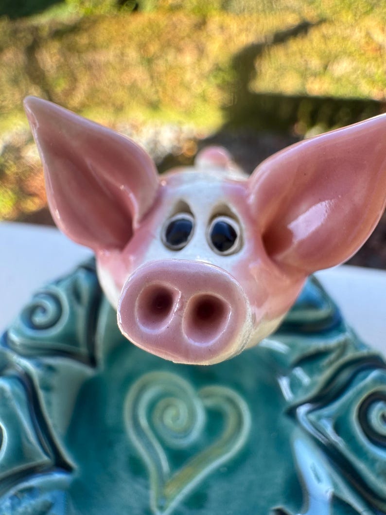 Pig Trinket Dish M, Hand Sculpted “ One of a Kind” Pence Animal ...